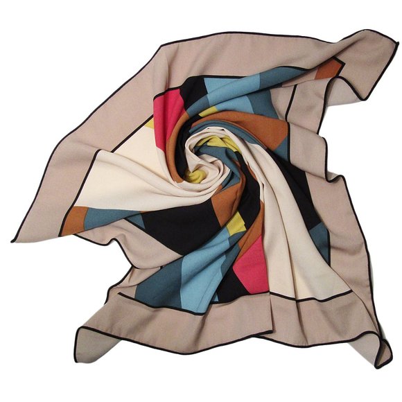 Accessories | Tigerstars Multi Color Blue Modern Art Square Scarf ...
